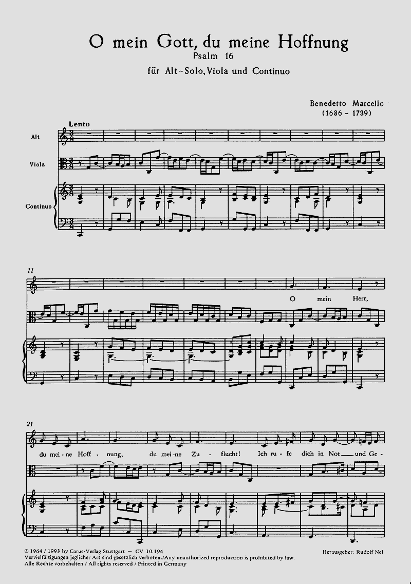 O mein Gott, du meine Hoffnung (Benedetto Marcello) » Partitions pour ...
