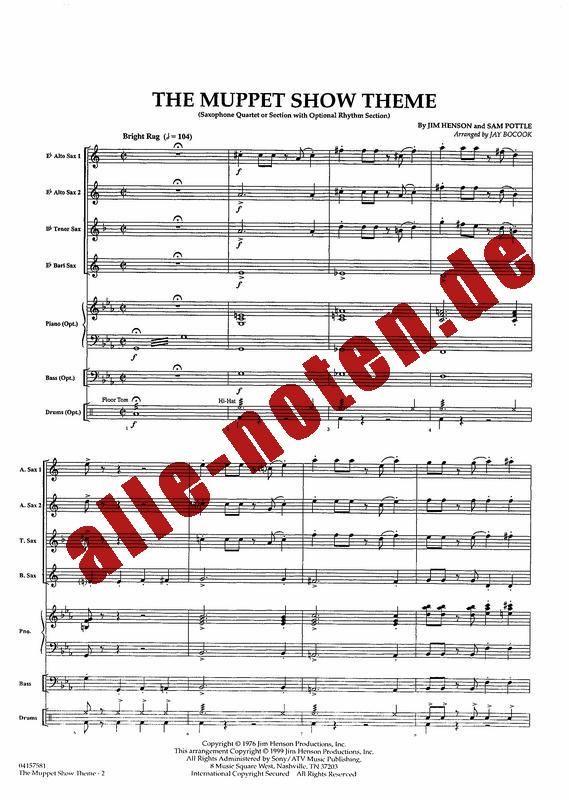 The Muppet Show Theme de Sam Pottle » Partitions pour saxophone