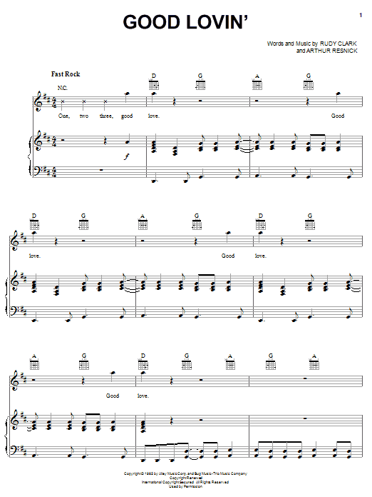 Good Lovin' de The Young Rascals (Download) » partitions-musicales.net