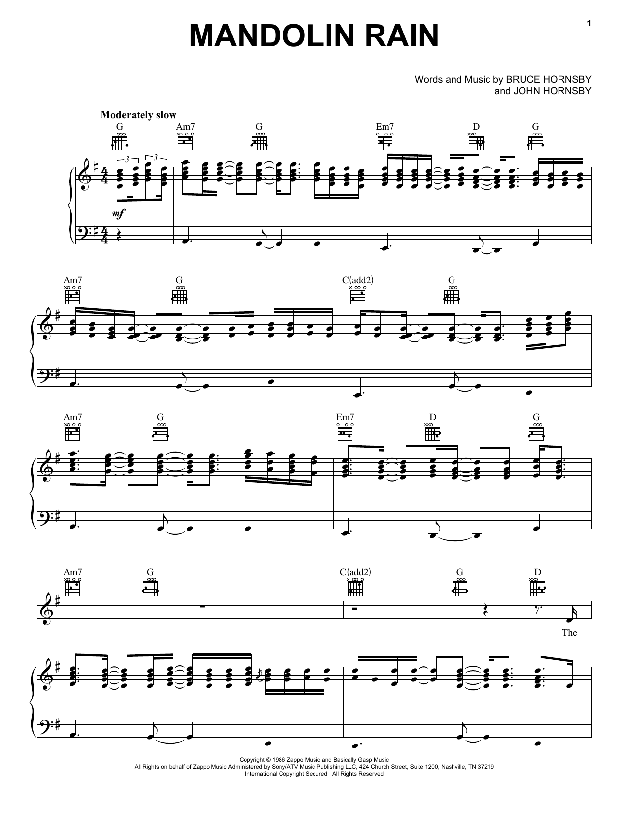Mandolin Rain de Bruce Hornsby (Download) » partitions-musicales.net