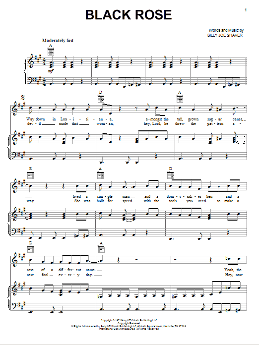 Black Rose de Waylon Jennings (Download) » partitions-musicales.net
