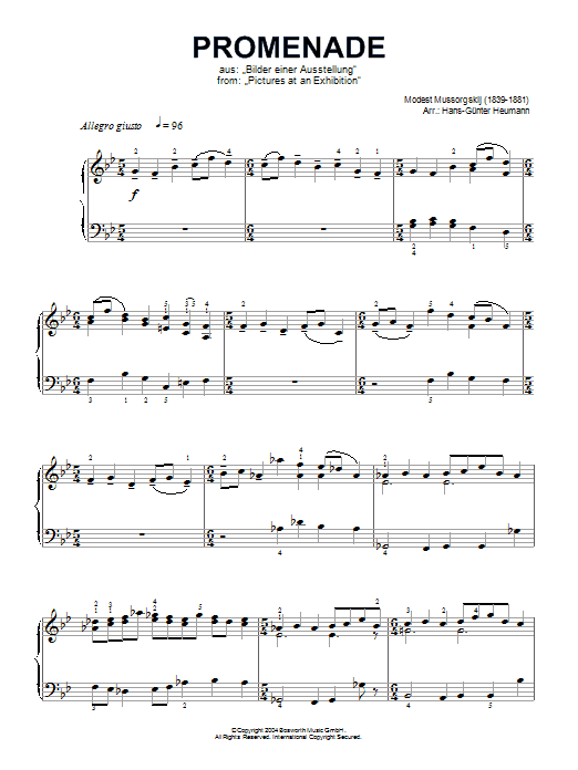 Promenade de Modest Mussorgsky (Download) » partitions-musicales.net