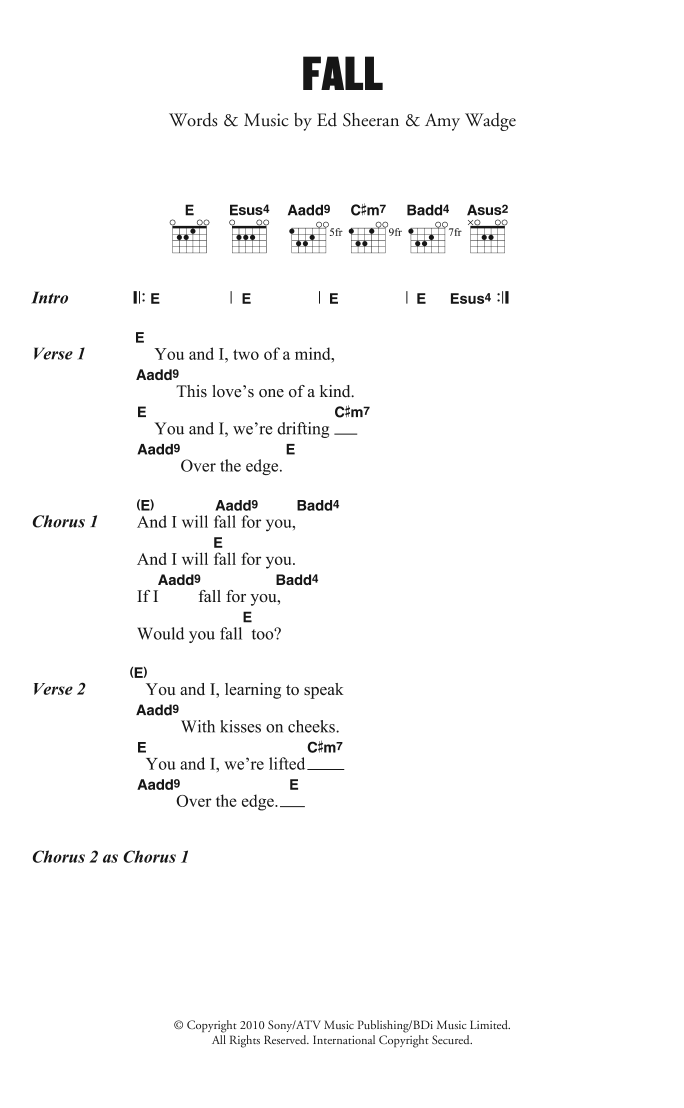 Fall de Ed Sheeran (Download) » partitions-musicales.net