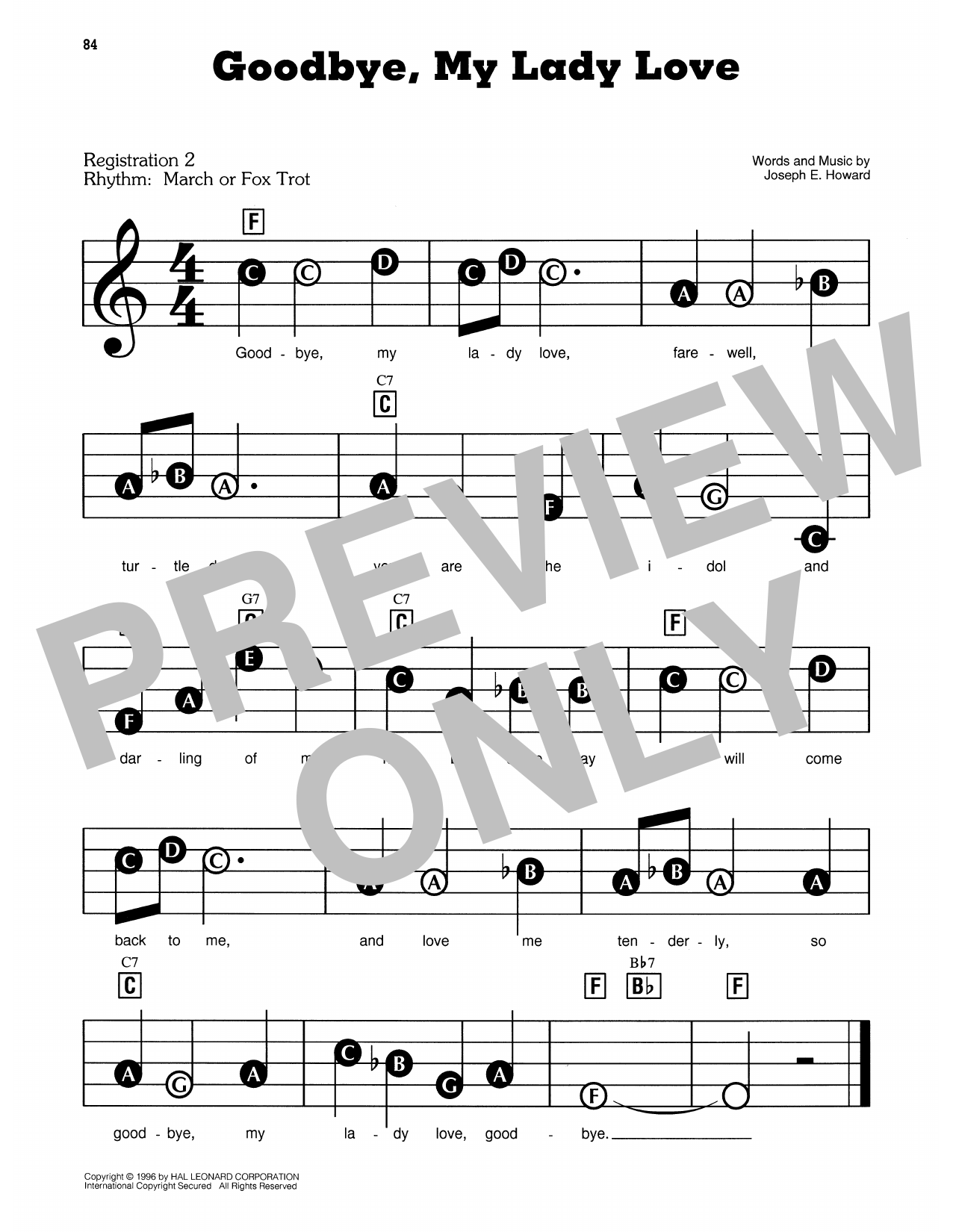 Goodbye, My Lady Love (Download) » partitions-musicales.net