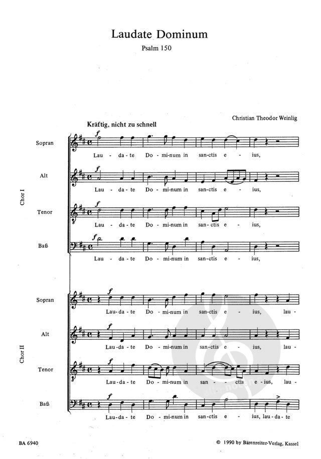Laudate Dominum (Psalm 150) (Christian Theodor Weinlig) » Partitions ...