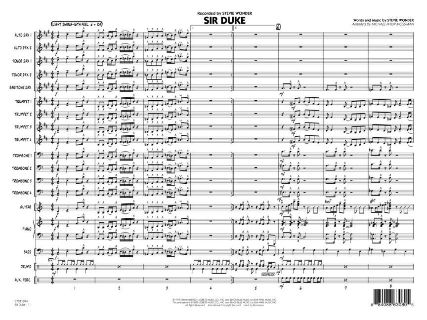 Sir Duke de Stevie Wonder » Partitions pour big bands