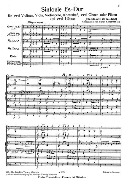 Partition Johann Stamitz ensemble » achet en ligne
