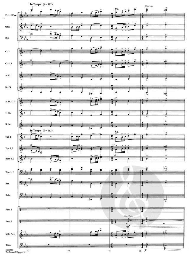 The Prince Of Egypt » Partitions pour orchestre d'instruments à vent ...