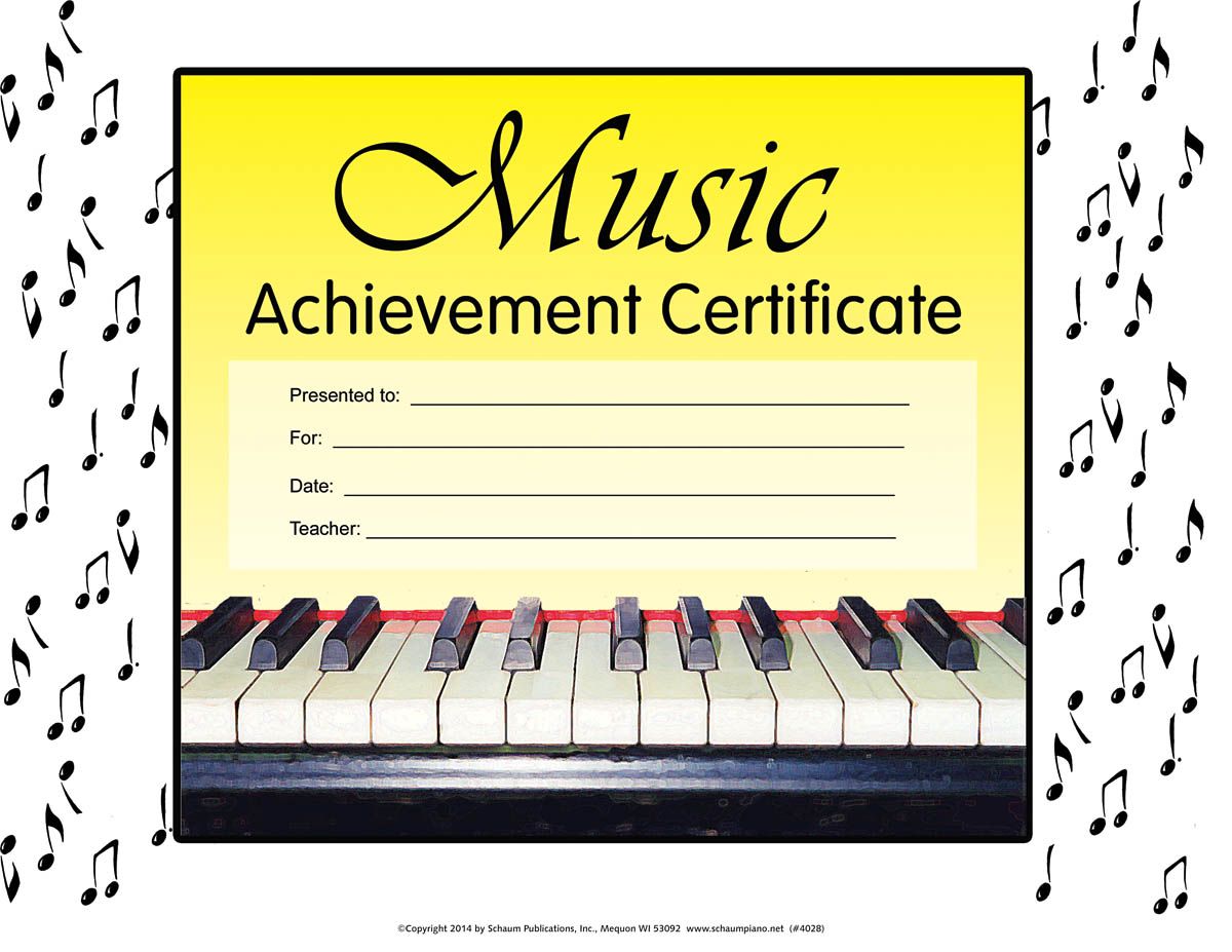 Music Achievement Certificate » Partitions pour piano