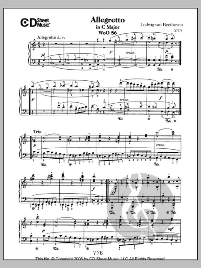 Allegretto In C Major, Woo 56 de Ludwig van Beethoven (Download ...
